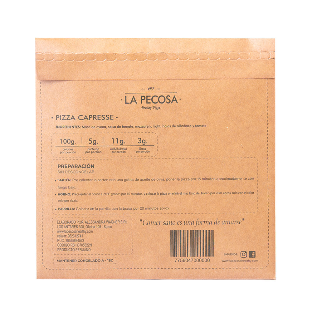 PIZZA CAPRESSE LA PECOSA HEALTHY - Flora y Fauna